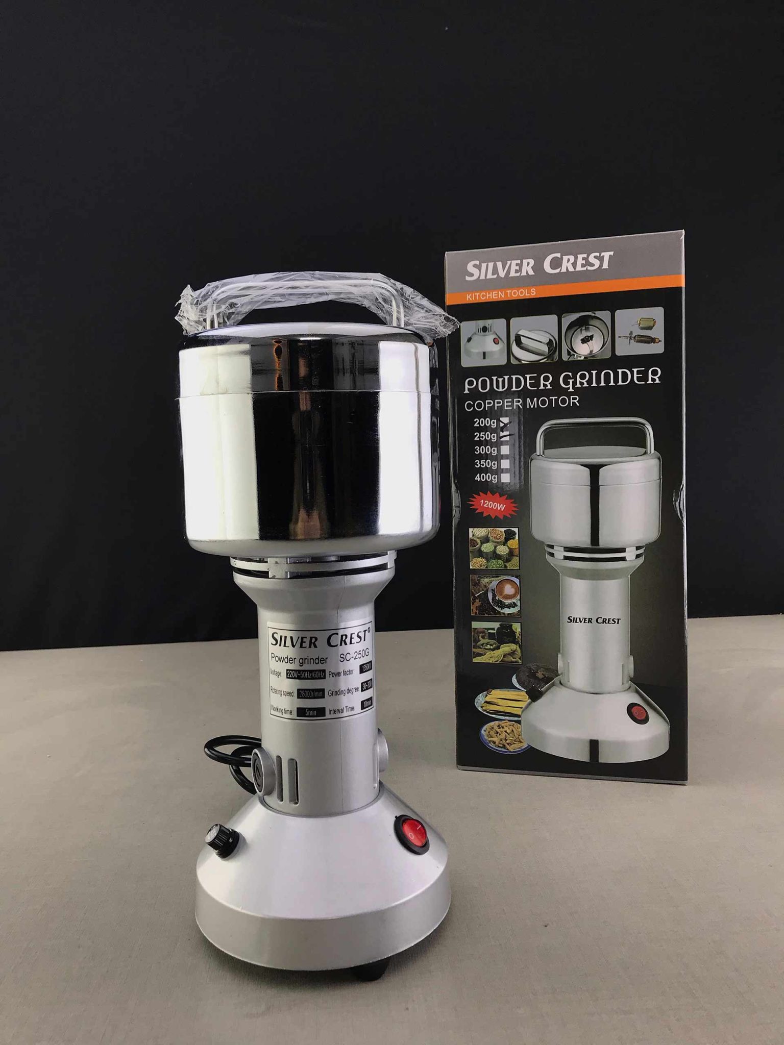 250g Powder Grinder Silver Crest - Al-Syed Traders